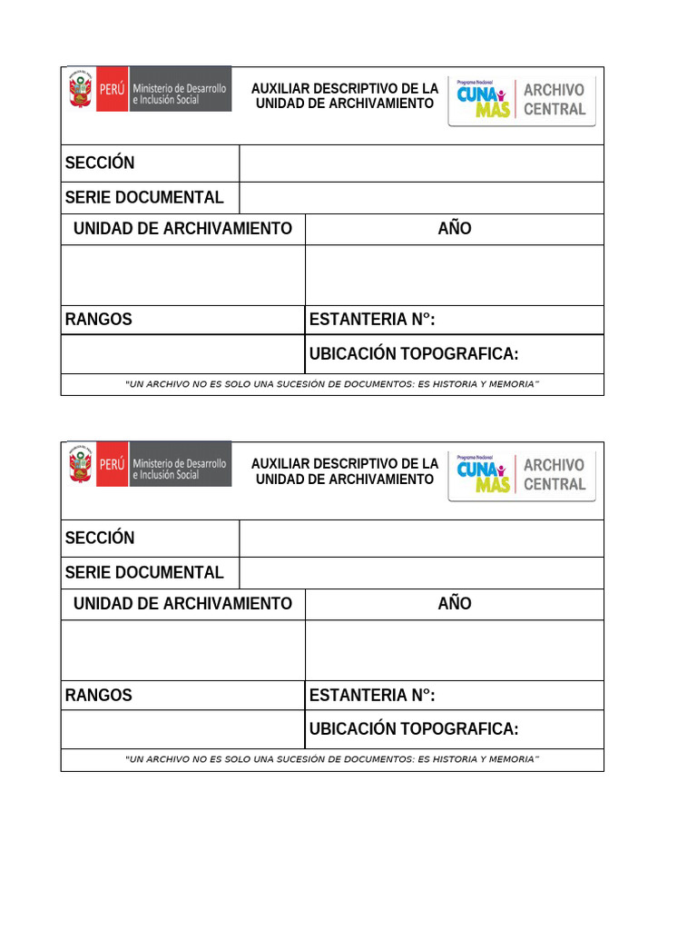 Anexo N°03 Estructura de Rotulo de Las Cajas Archiveras | PDF