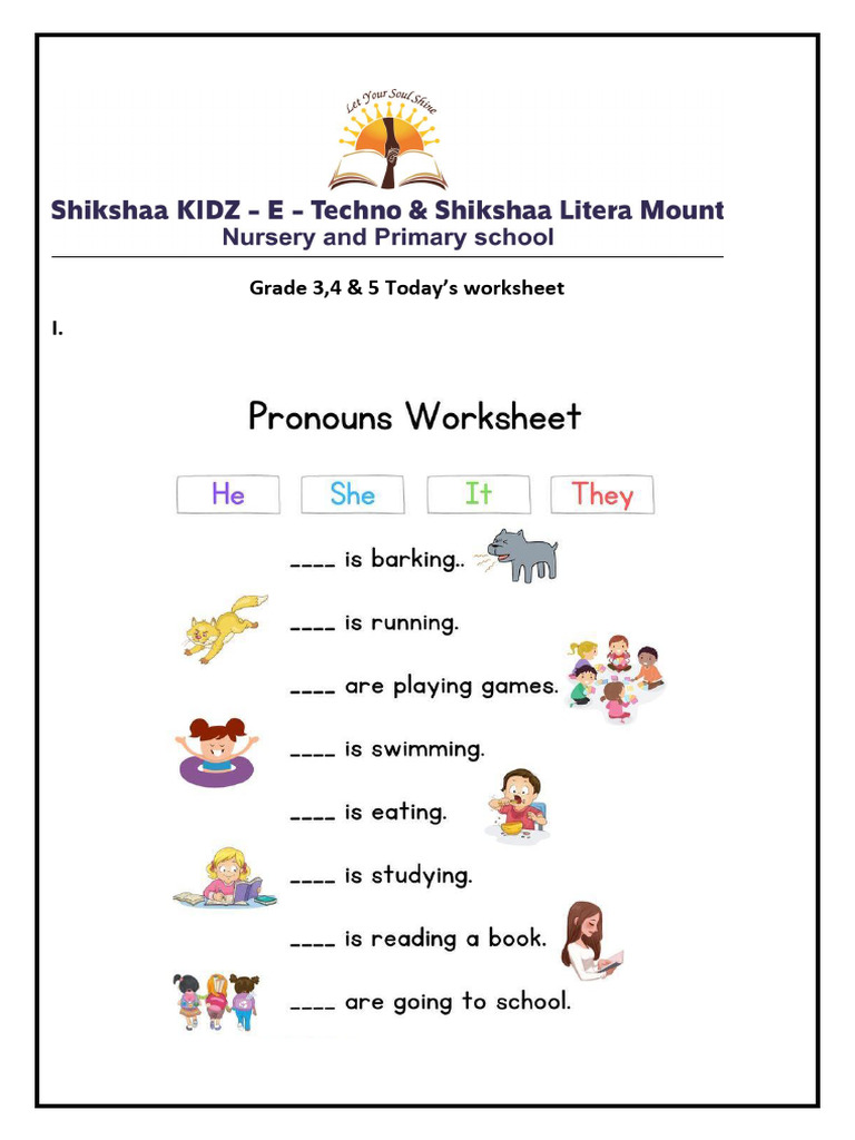 Grade 3, 4 & 5 Worksheet-2 | PDF