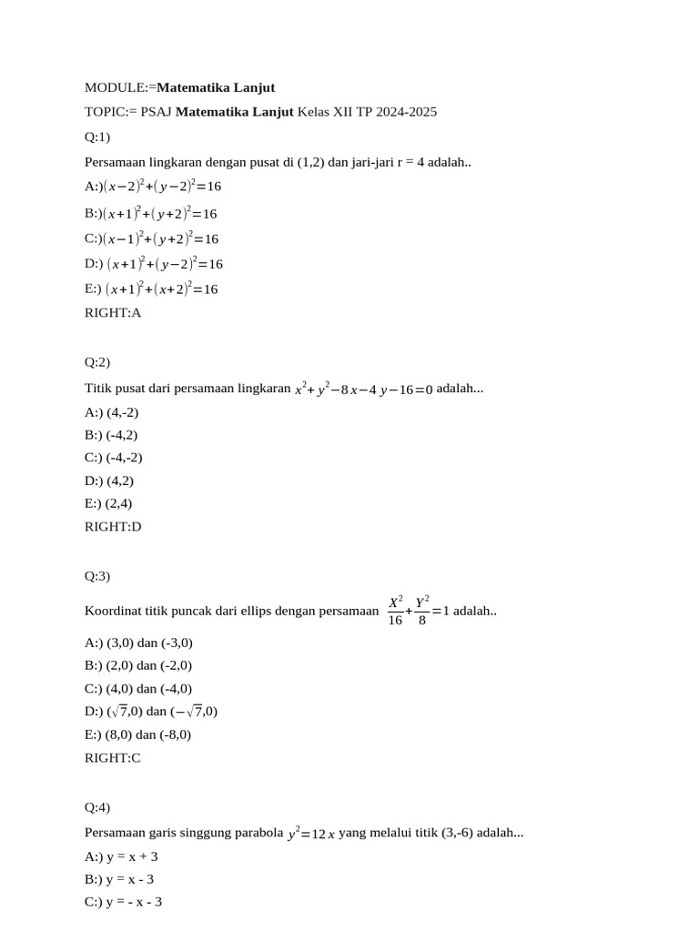 Template SAS MAT LANJUT | PDF