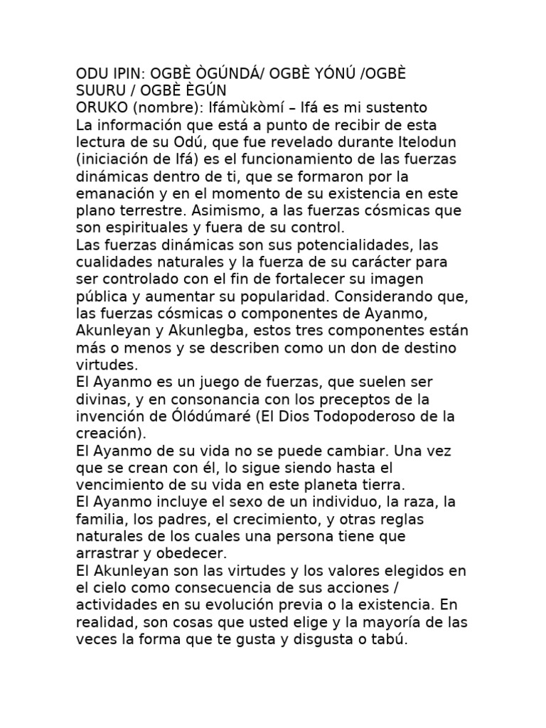 Ogbè Ògúndá: Fuerzas y Destino en Ifá | PDF
