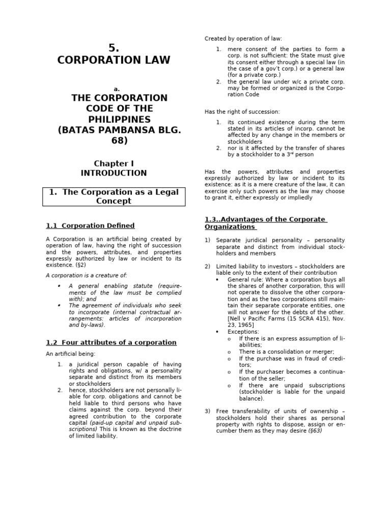 Corporation Code | PDF | Corporations | Partnership