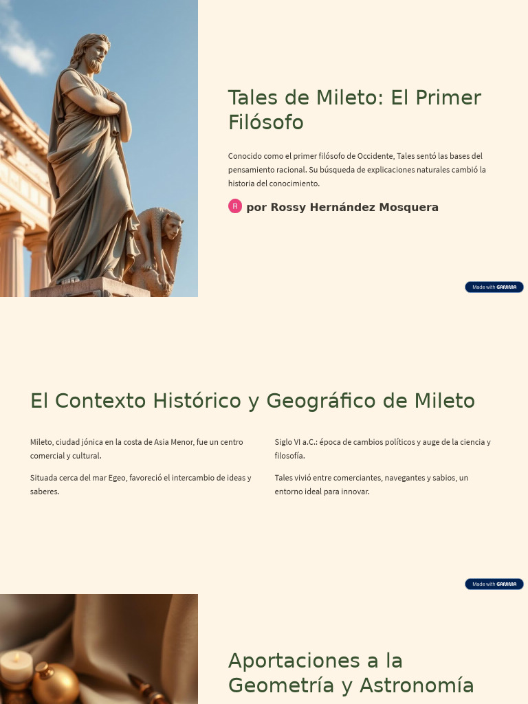 Tales de Mileto El Primer Filosofo | PDF | Science | Razón