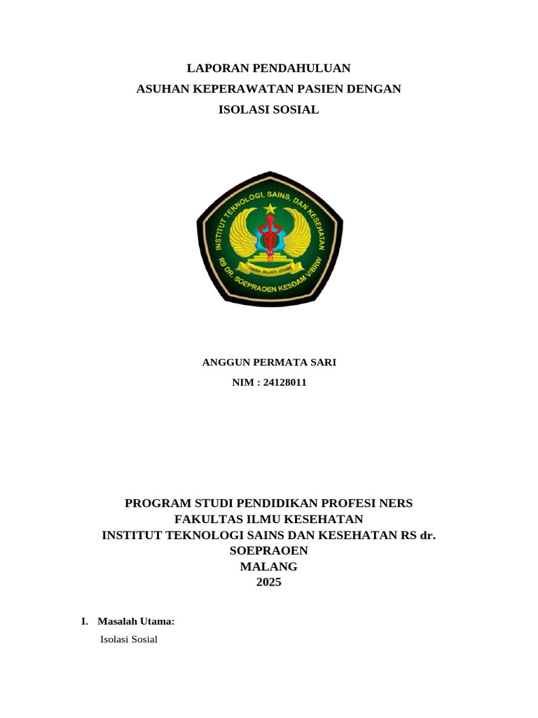 5 - LP Isolasi Sosial (Isos) | PDF