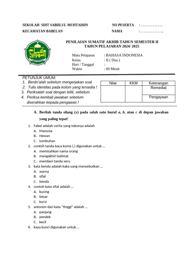 Psat 2 Bahasa Indonesia | PDF
