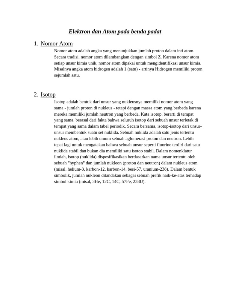 Elektron Dan Atom Pada Benda Padat | PDF