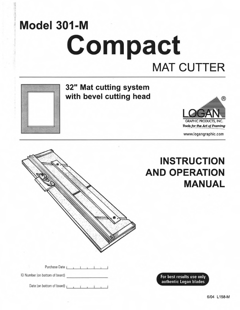 Logan Model 301-M Compact Mat Cutter | PDF