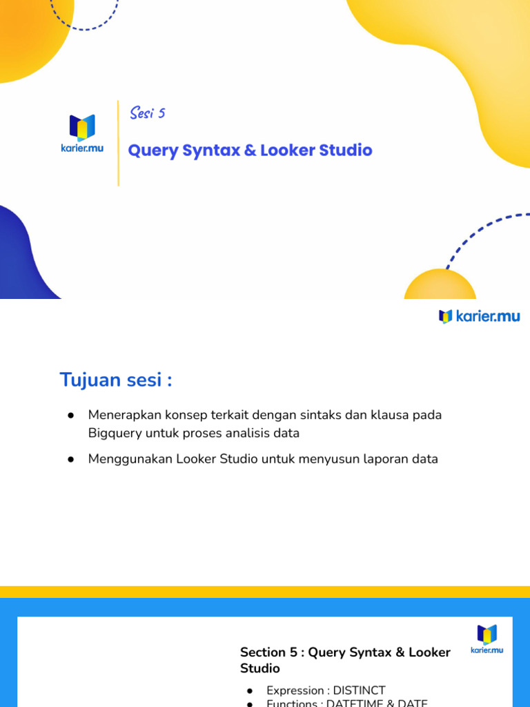 Sesi 5 - Query Syntax & Looker Studio | PDF