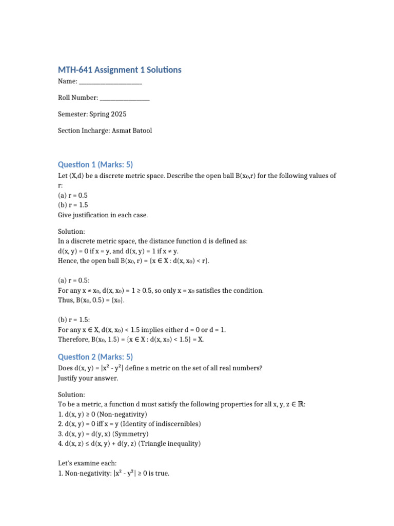 MTH641 - Asmat Batool | PDF