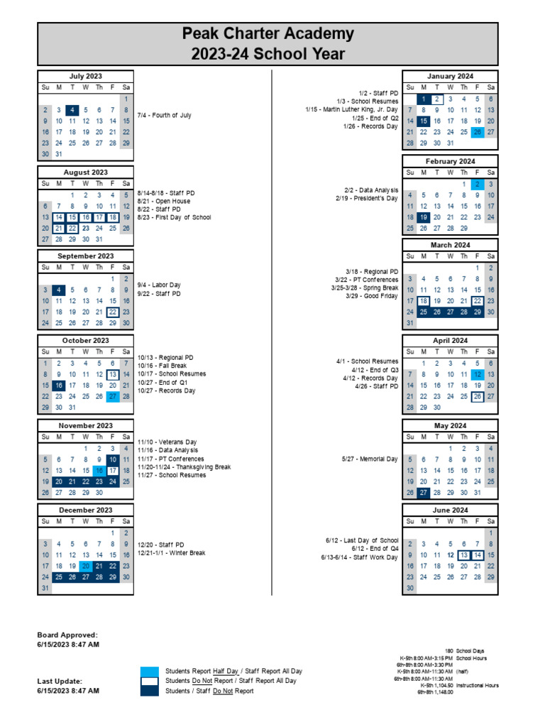 Peak Charter Academy 2023-24 Calendar | PDF | Formula One | Formula One ...