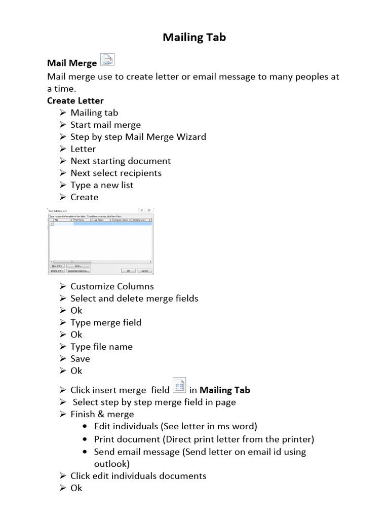 Eleven Day in Computer Class (Ms-Word Mailling Tab) | PDF