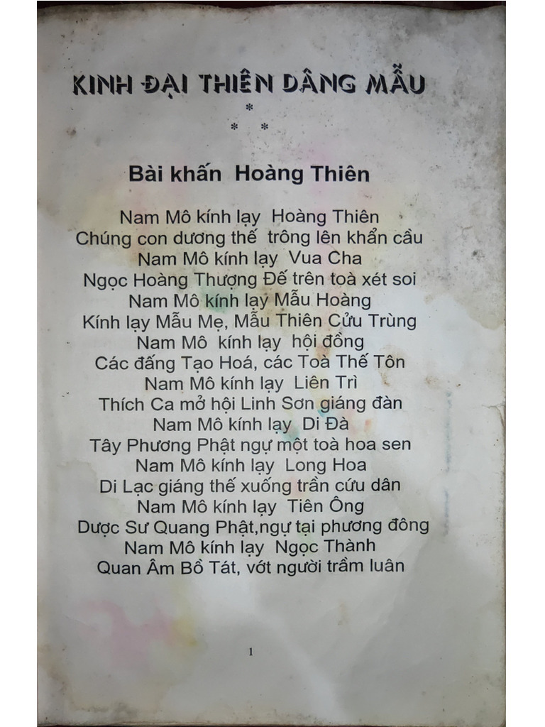 kinh đại thiên dâng mẫu | PDF