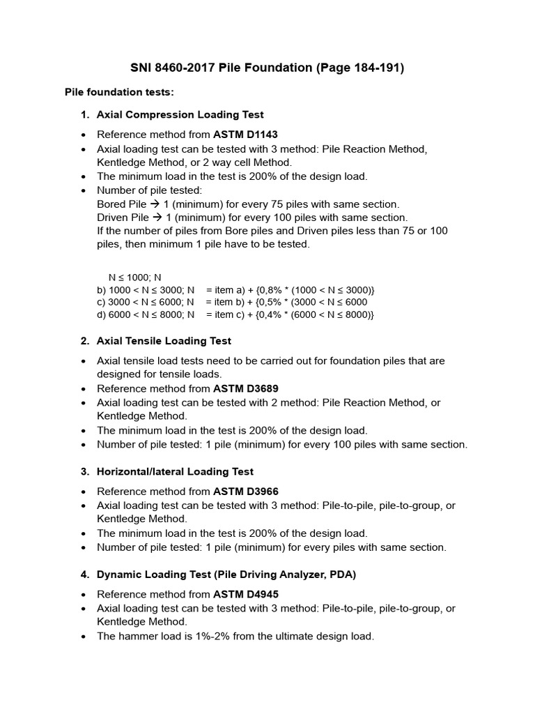 SNI 8460-2017 Pile Foundation Testing | PDF | Deep Foundation ...