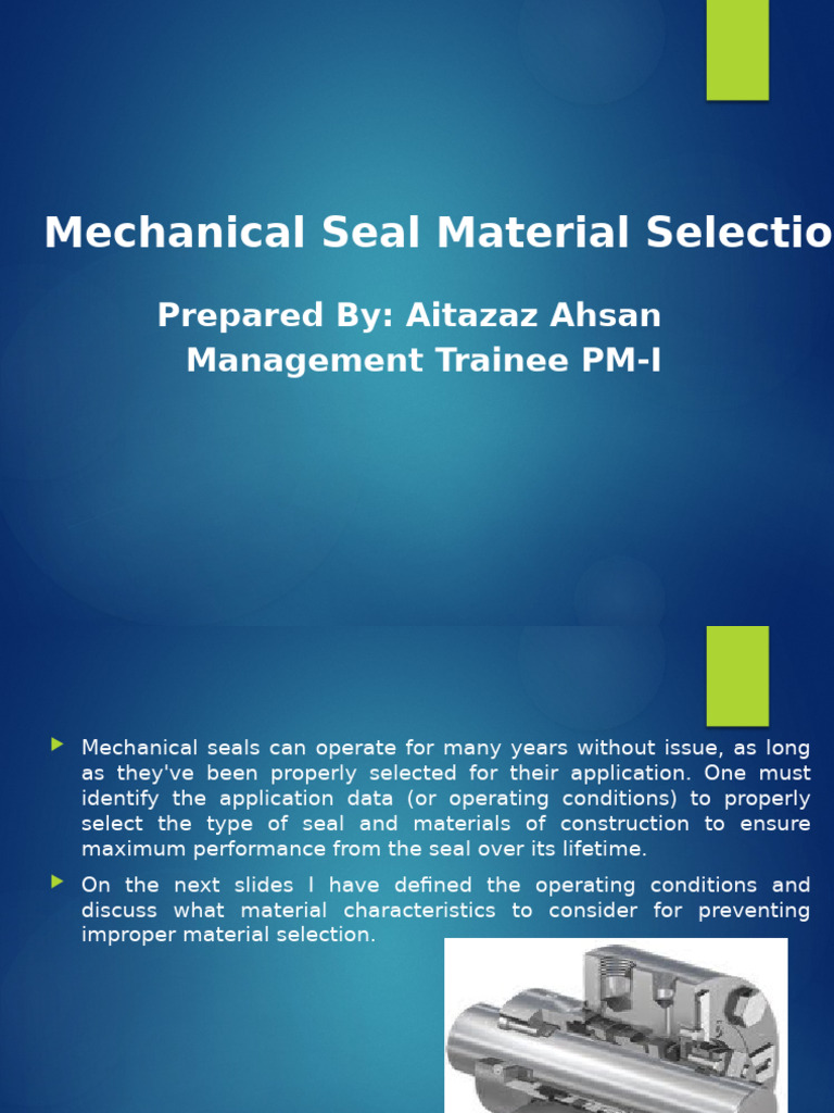 Mechanical Seal Material Selection | PDF | Corrosion | Tungsten