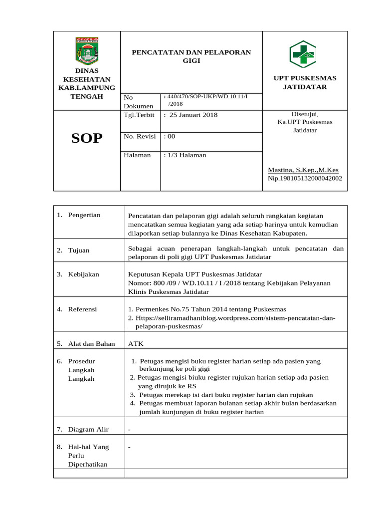 Sop Pencatatan Dan Pelaporan | PDF