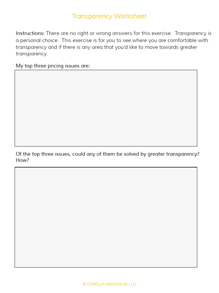 Transparency Worksheet | PDF