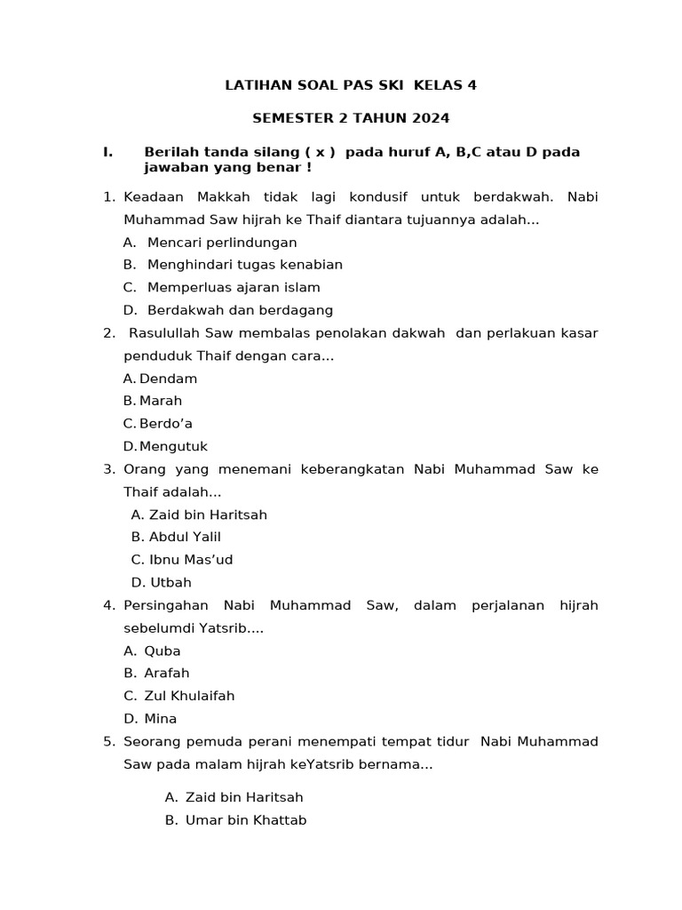 Latihan Soal Pat Ski Kelas 4 | PDF