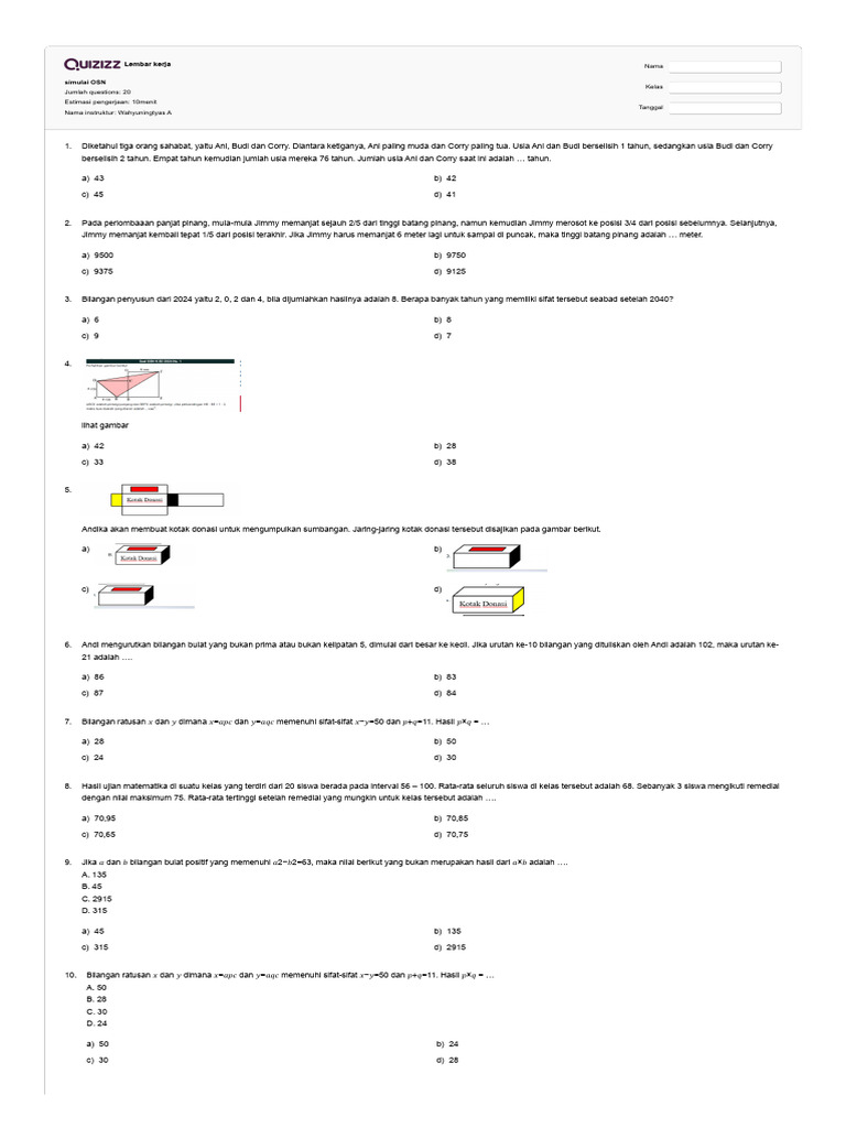 Simulai OSN - 2025 - Quizizz | PDF