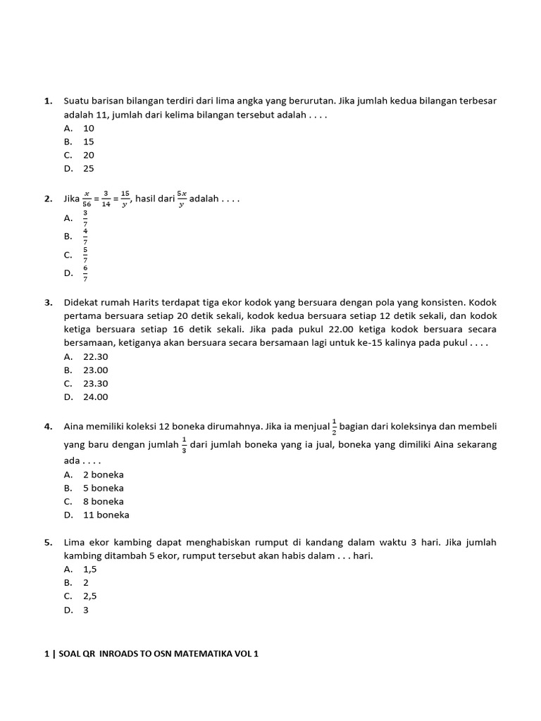 Soal QR Inroads To Osn Matematika Vol 1 | PDF