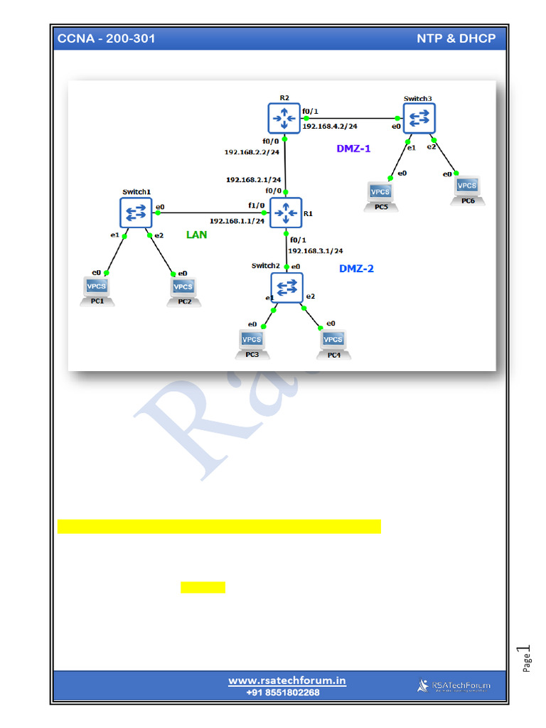 CCNA 200-301 - Lab-10 NTP and DHCP v1.0 | PDF | Ip Address | Wide Area Network
