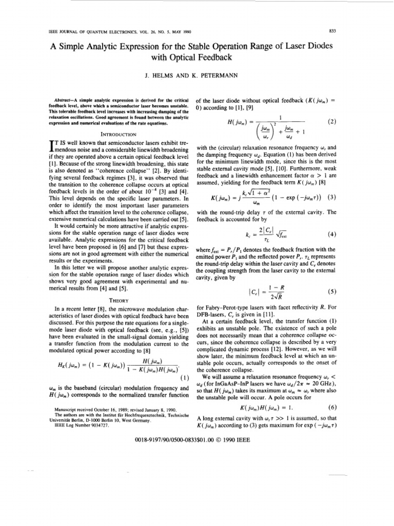 A Simple Analytic Expression For The Stable Operation Range of Laser ...