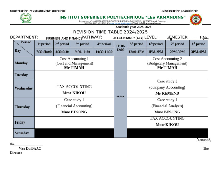 Revision Time Table 2025 | PDF