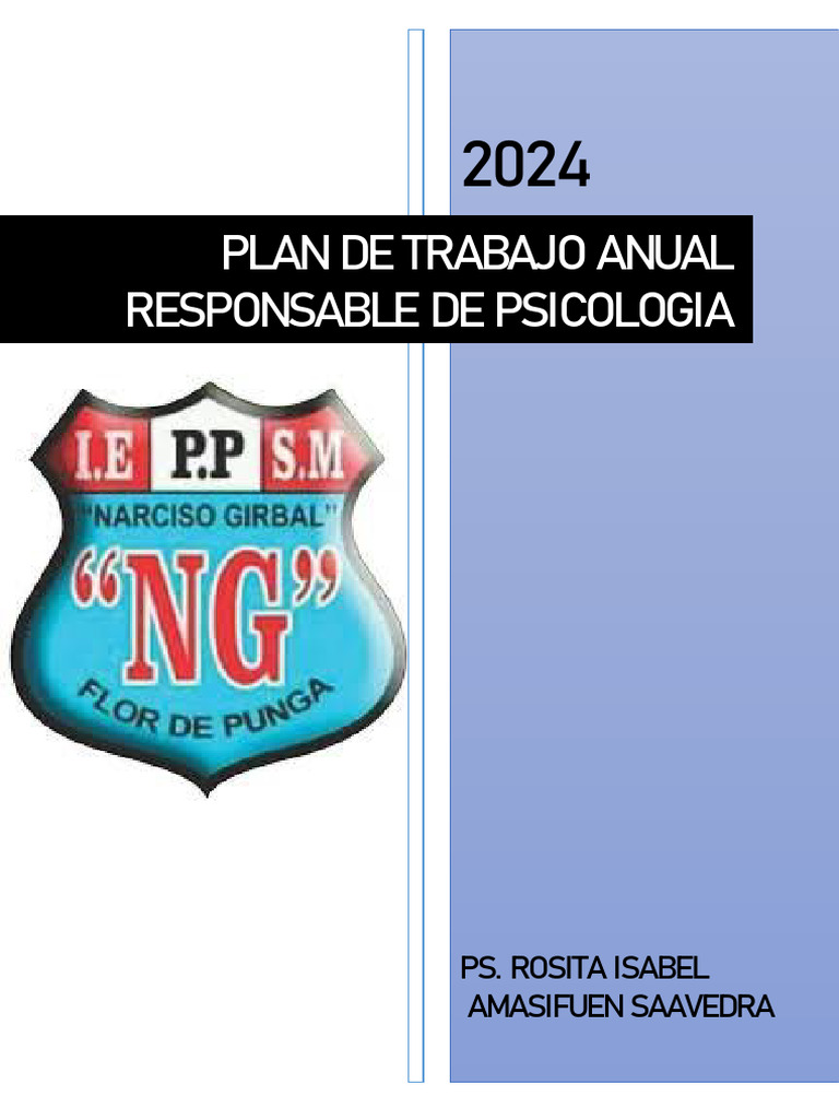 Plan Anual de Psicología 2024 I.E.P. Narciso Girbal | PDF | Sicología ...