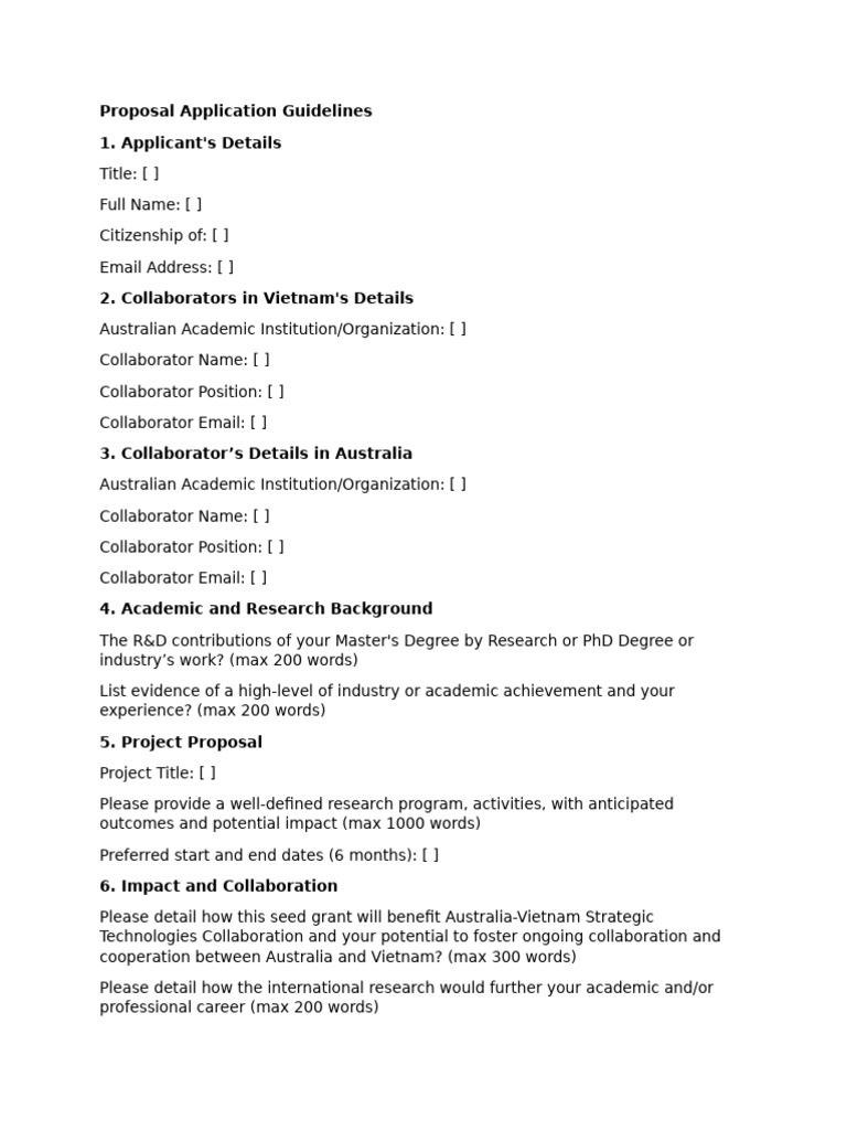 Australia-Vietnam Grant Proposal Guidelines | PDF