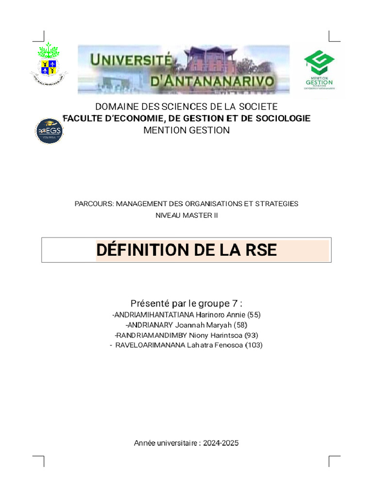 Définition RSE Groupe 7 | PDF