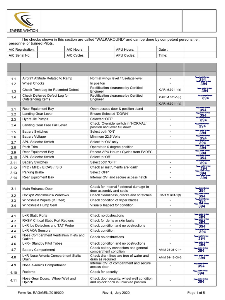 Daily Checklist James Rev 02 | PDF | Landing Gear | Empennage