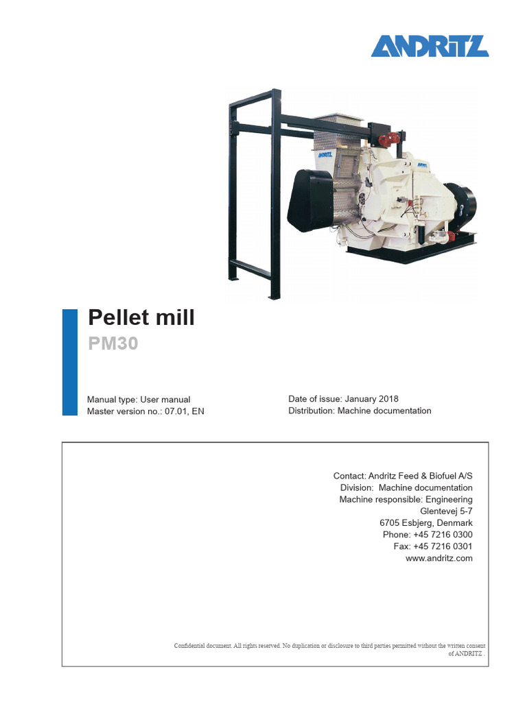 PM30 Pellet Mill User Manual | PDF