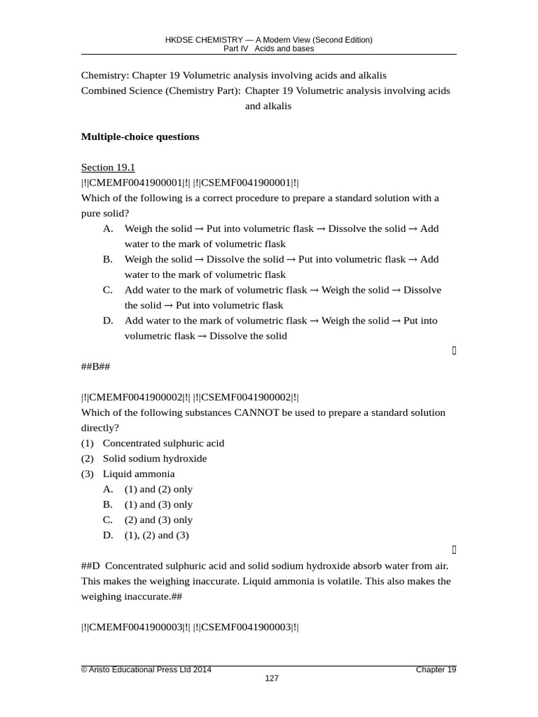 Chapter 19 Multiple-Choice Questions | PDF | Acid | Chemistry
