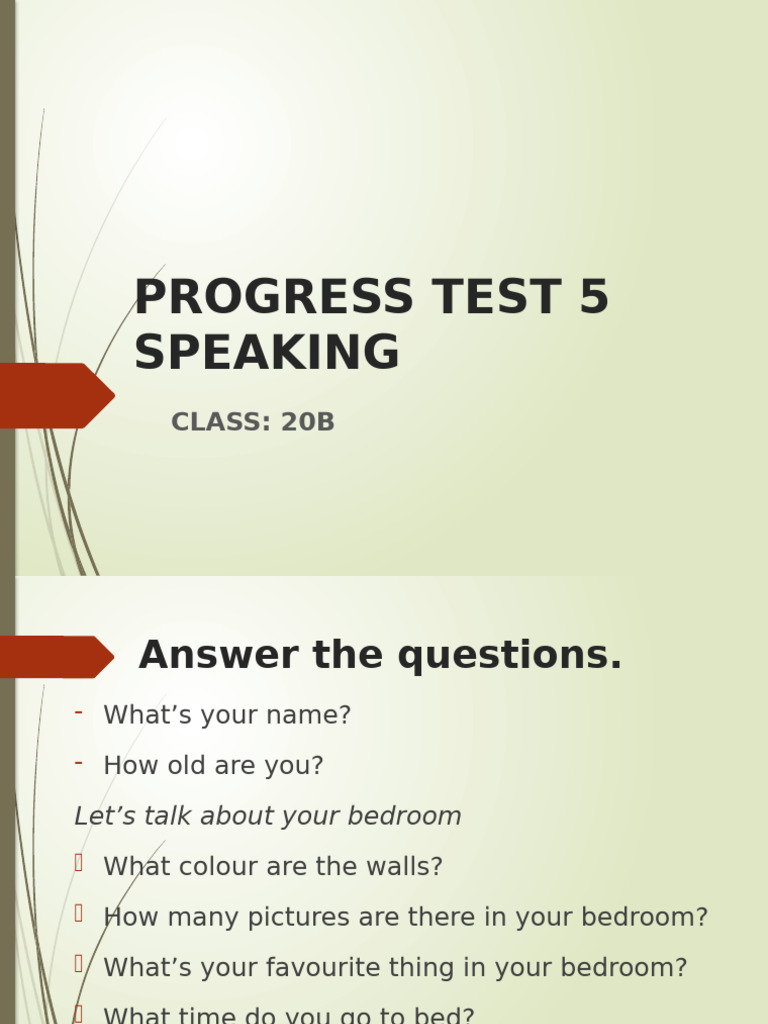 Progress Test 5 Speaking Class 20b Pdf