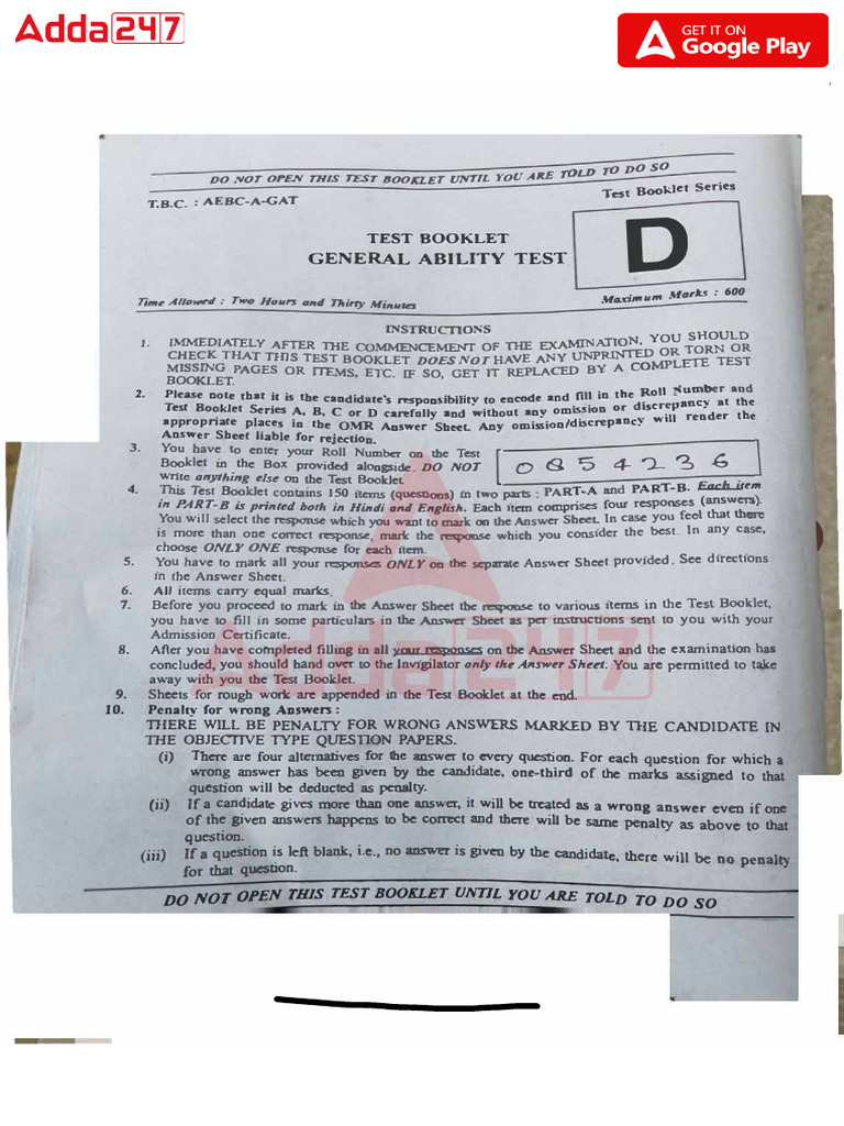 Nda Gat Set D Question Paper | PDF
