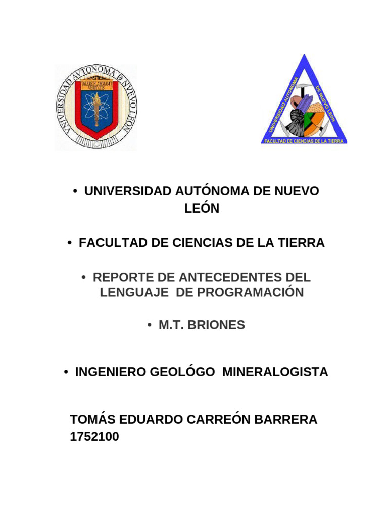 Reporte de Antecedentes Del Lenguaje de Programación GEÓLOGO ...