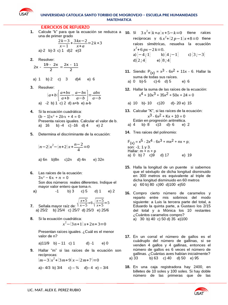 Ejercicios de Matemáticas Universitarias | PDF | Álgebra abstracta ...