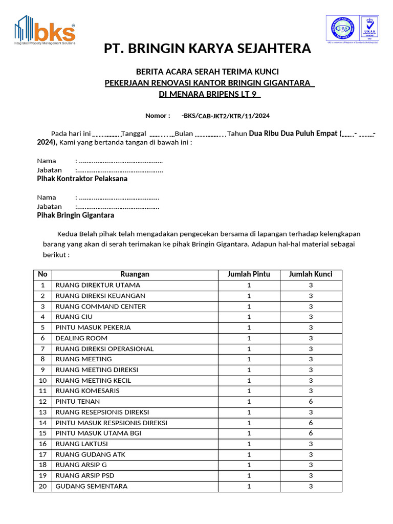 Ba Serah Terima Kunci | PDF