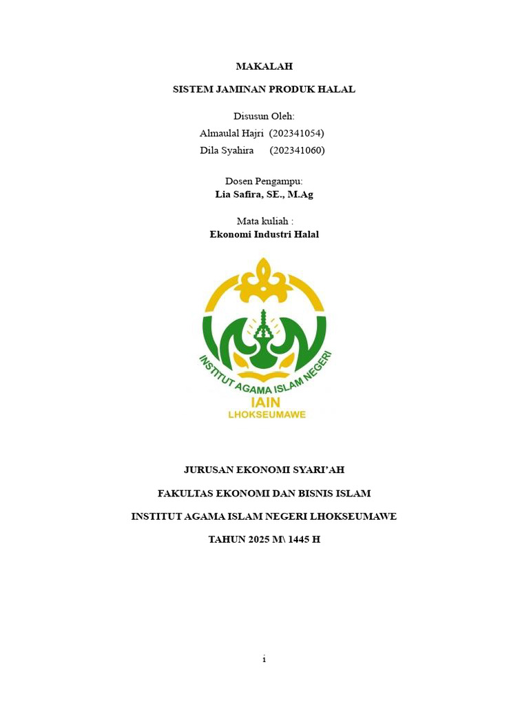 Makalah Jaminan Produk Halal | PDF