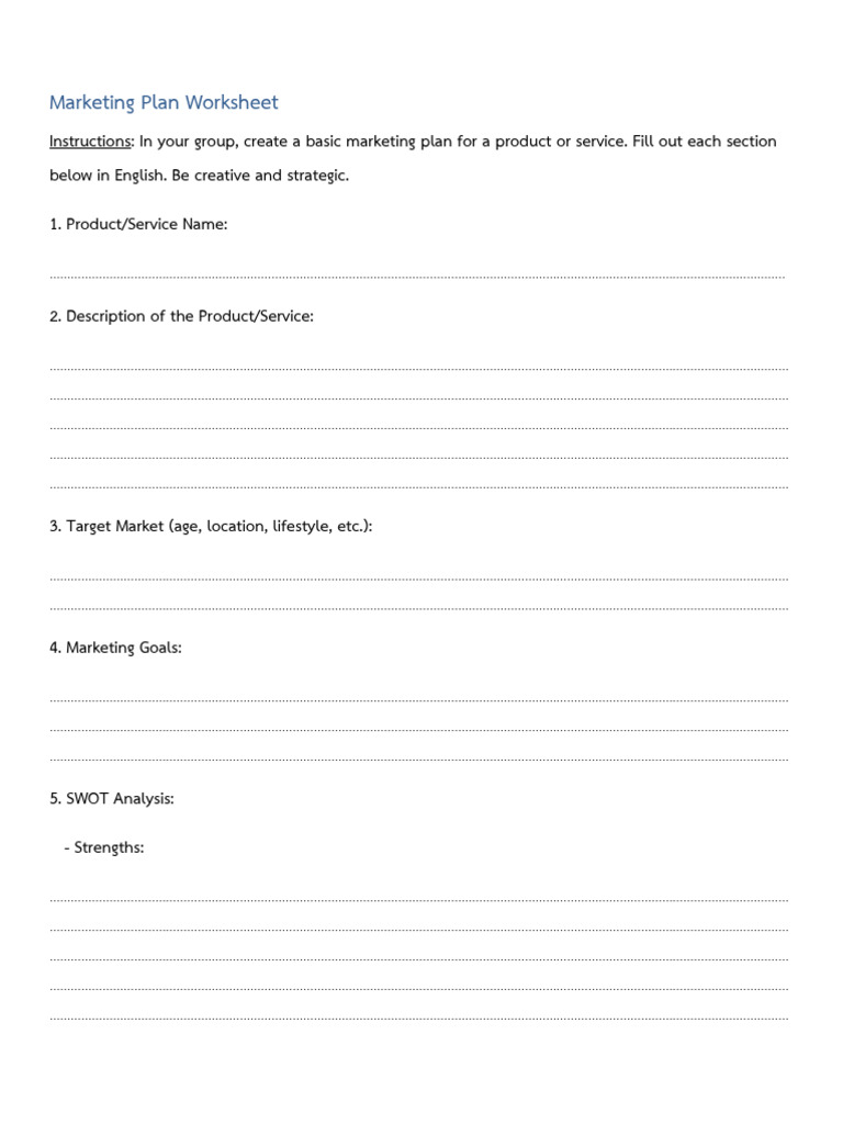 02marketing Plan Worksheet | PDF