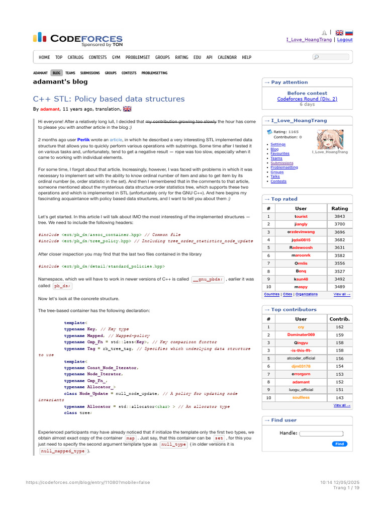 C++ STL - Policy Based Data Structures - Codeforces | PDF | Algorithms And Data Structures ...