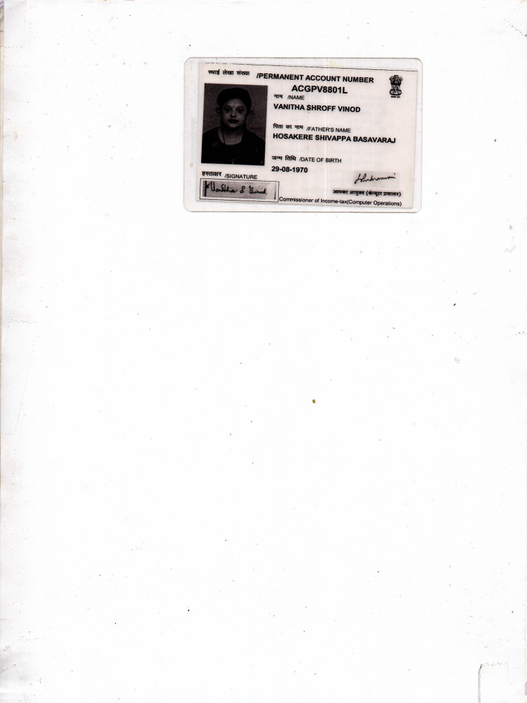 Vanitha S Vinod PAN CARD | PDF