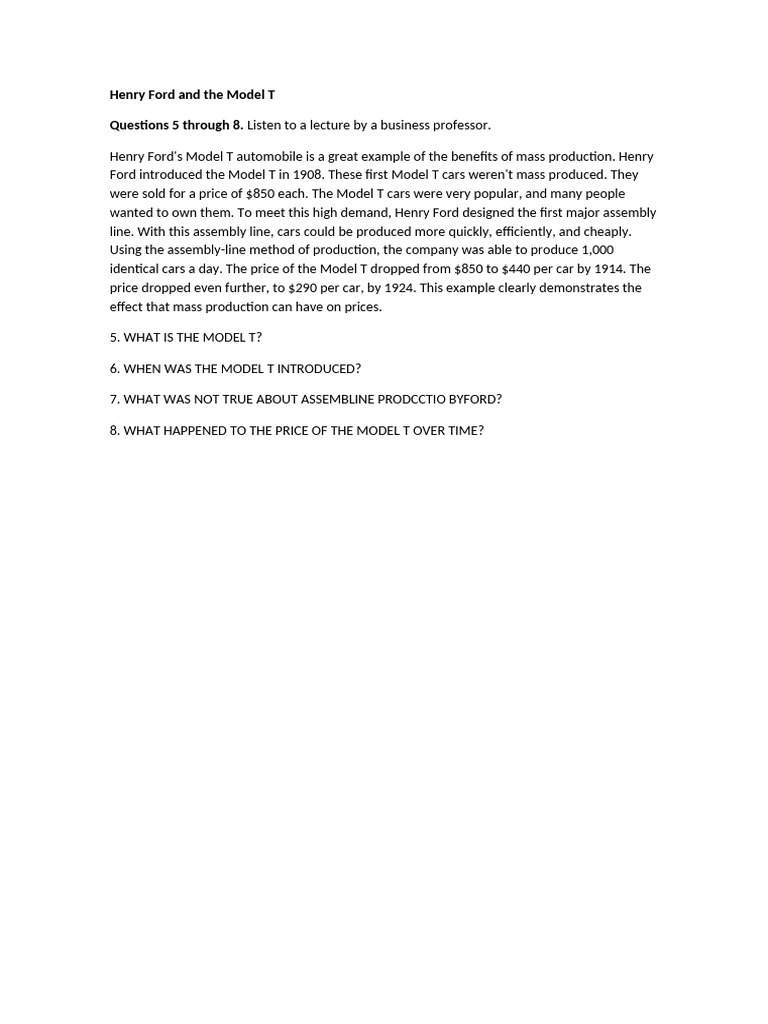 Henry Ford and The Model T | PDF