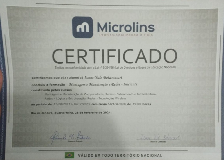 Certificado Microlins | PDF