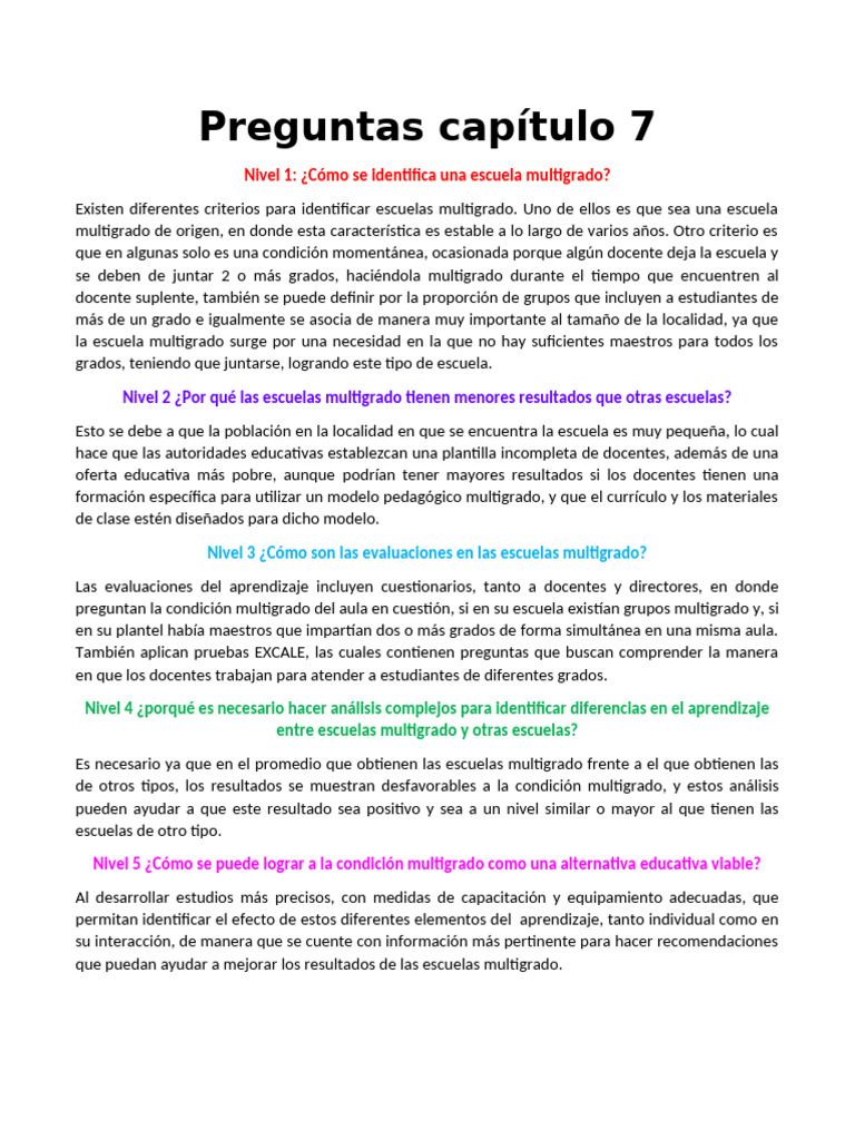 Preguntas aula multigrado | PDF | Enseñando | Salón de clases