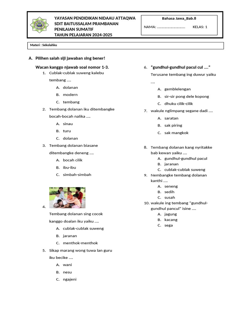 UH - B Jawa Bab.8 | PDF