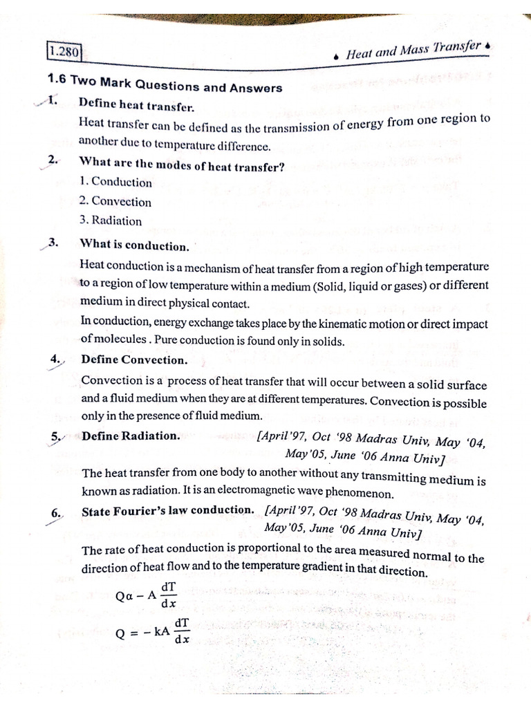 2 Marks Heat Transfer | PDF