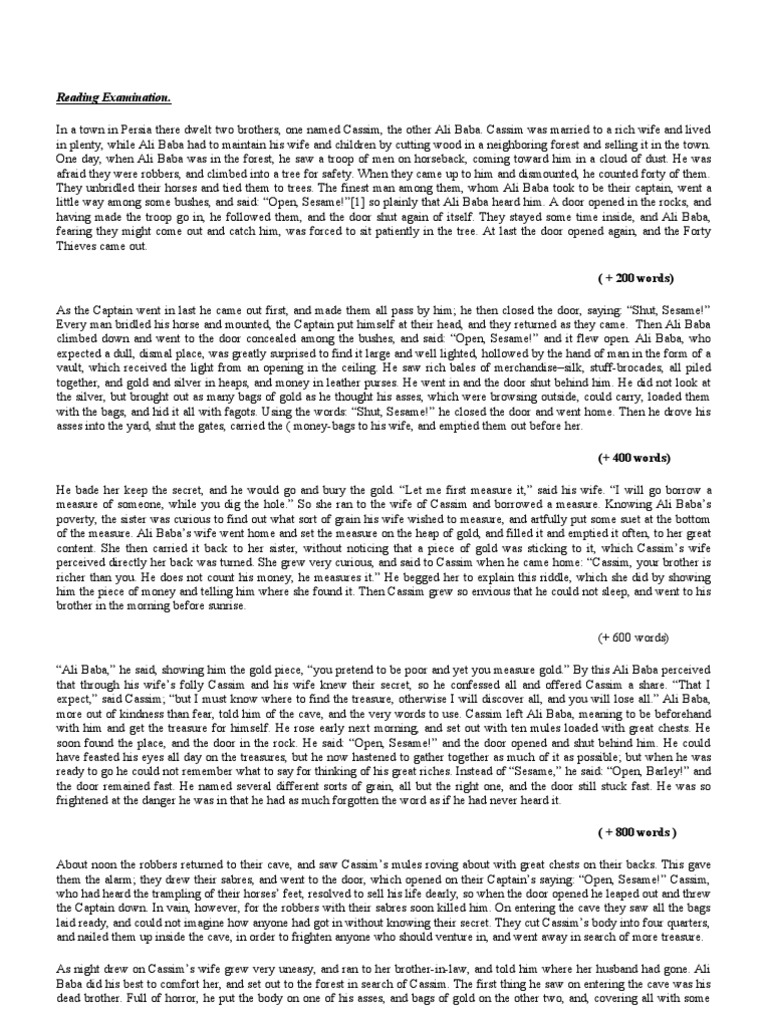 Reading Examination | PDF