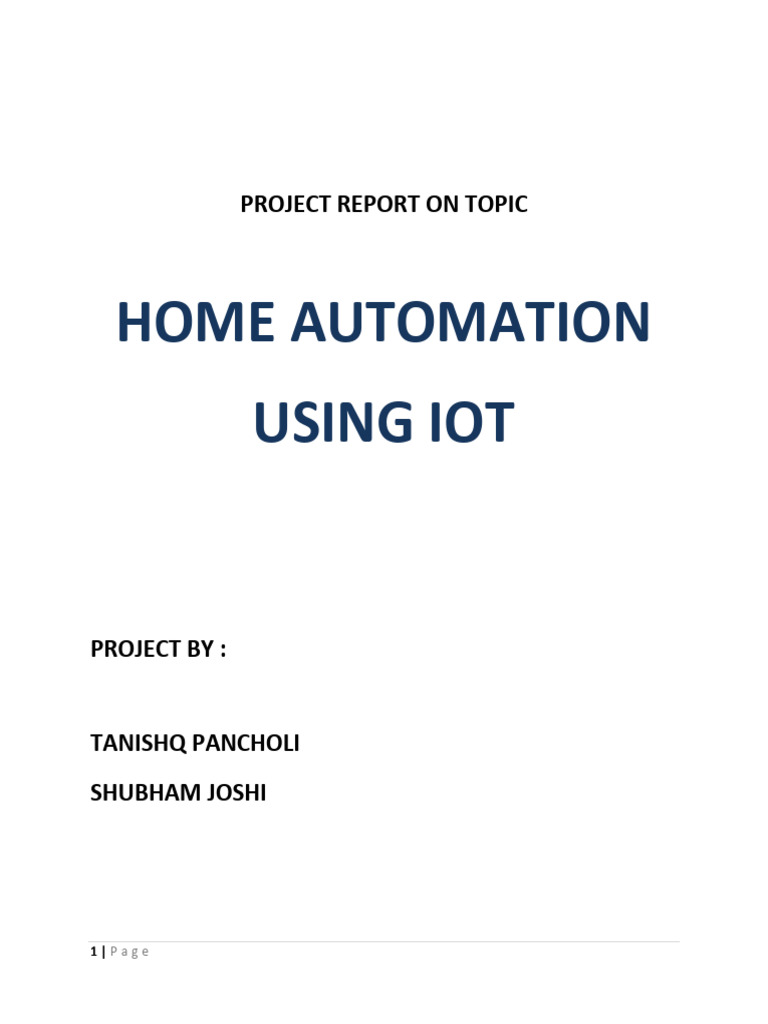 IoT-Based Home Automation Project Report | PDF | Internet Of Things ...