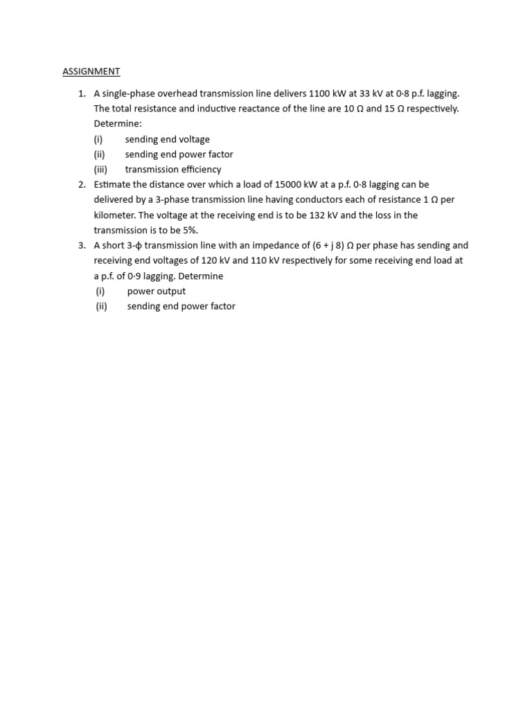 Assignment Short Transmission Lines | PDF