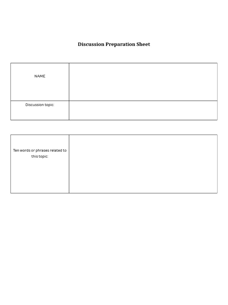 Discussion Preparation Sheet - Doc 20240709 154207 0000 | PDF