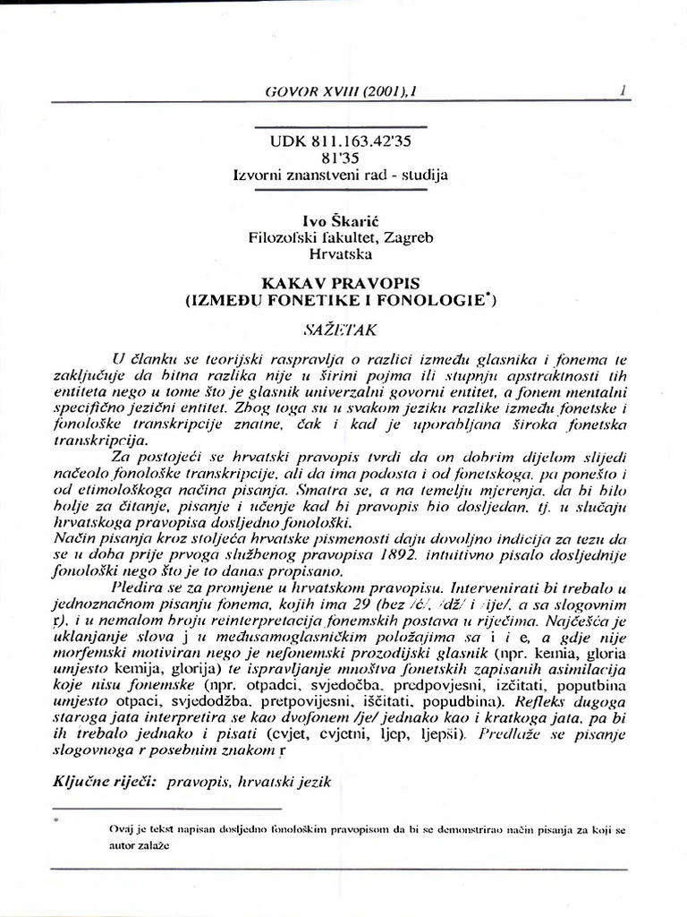 Kakav Pravopis Izmedu Fonetike i Fonologie 2ebda3xgt7 | PDF